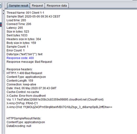 Jmeter Bad Request 400 Received Although 200 Is Expected Stack