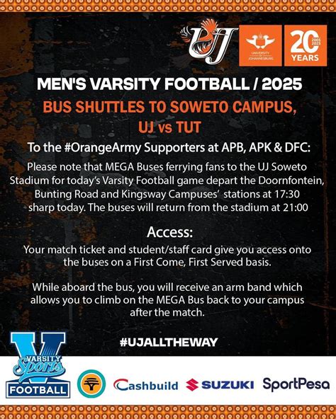 Uj 𝟐𝟎𝟐𝟓 𝐕𝐚𝐫𝐬𝐢𝐭𝐲 𝐅𝐨𝐨𝐭𝐛𝐚𝐥𝐥 𝐓𝐨𝐮𝐫𝐧𝐚𝐦𝐞𝐧𝐭 𝐆𝐀𝐌𝐄 𝐃𝐀𝐘 Mega Buses To The