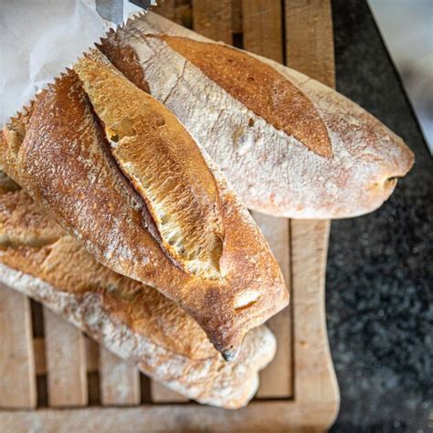 Baguette Pan Fresco Francés Porción Fresca Comida Saludable Comida