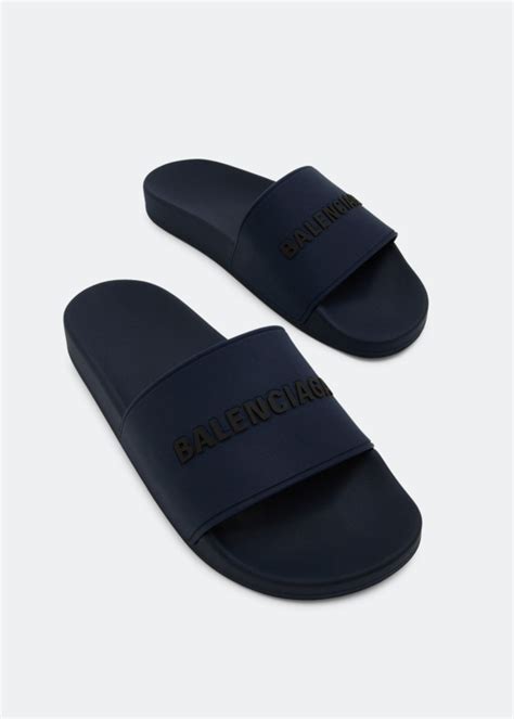 Balenciaga Pool Rubber Slides For Men Blue In Uae Level Shoes