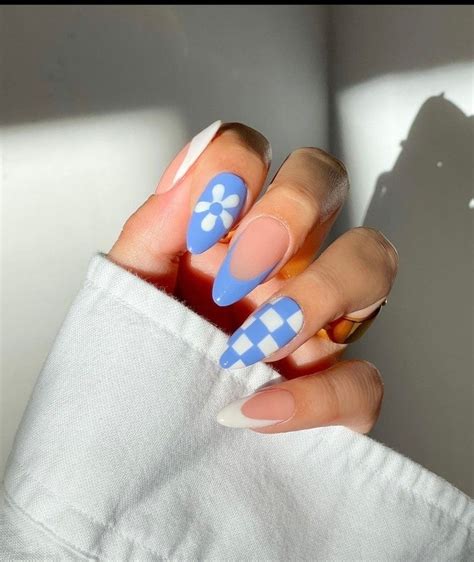 Blue Nails Design Fake Nails Glue On Nails Press On Nails Etsy