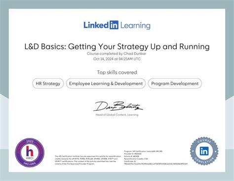 chad dunbar on linkedin certificate of completion