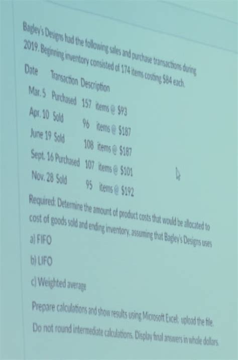 Solved Use Fifo In Excel Tanle Format Use Lifo In Excel