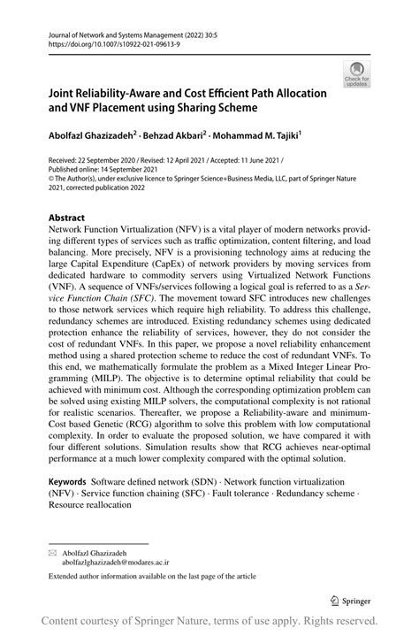Joint Reliability Aware And Cost Efficient Path Allocationfig And Vnf Placement Using Sharing