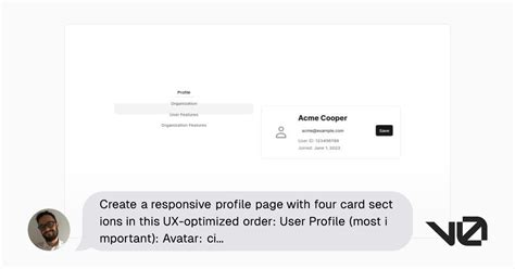create a responsive profile page with four card sections in this ux