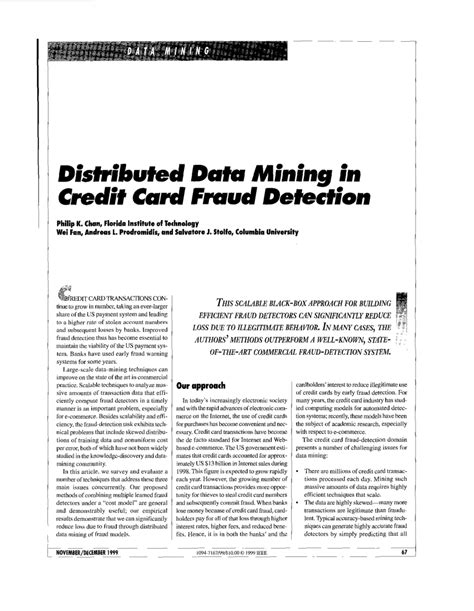 PDF Distributed Data Mining In Credit Card Fraud Detection