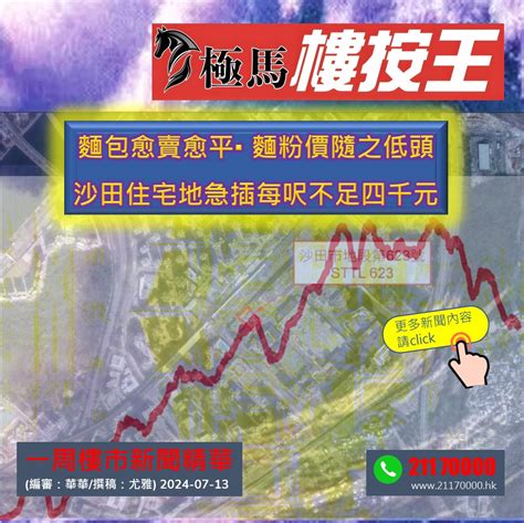 麵包愈賣愈平· 麵粉價隨之低頭 沙田住宅地急插每呎不足四千元教父教您睇新聞2024 07 20 按揭轉介 極馬 按揭中介 銀行按揭 按揭
