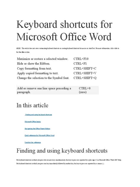 keyboard shortcuts for microsoft office word pdf computer keyboard