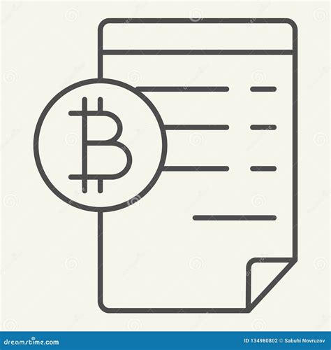 Blockchain Contract Thin Line Icon Bitcoin Document Vector Illustration Isolated On White Stock