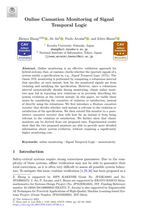 Pdf Online Causation Monitoring Of Signal Temporal Logic