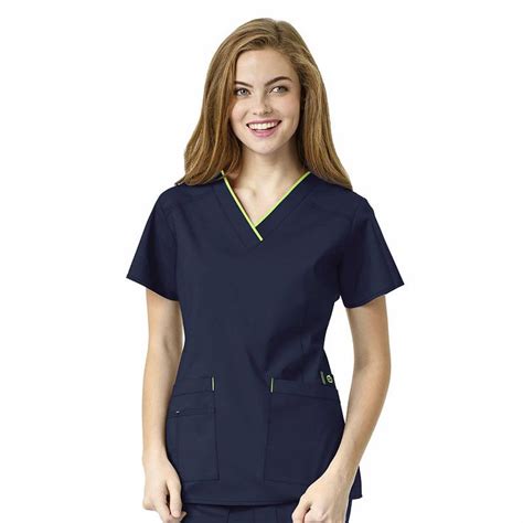 Wonderwink® Wonderflex 6508 Womens Peace Contrast V Neck Top Color