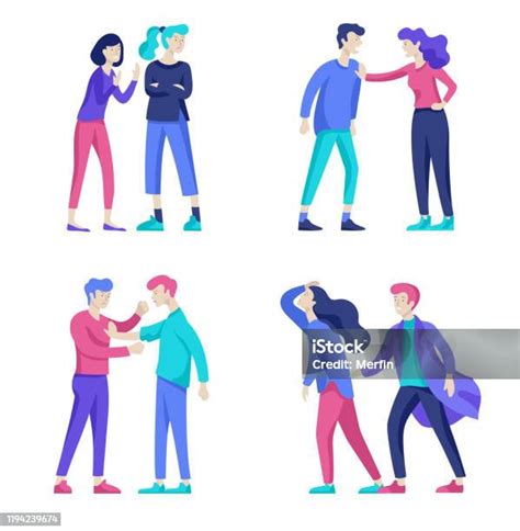 나쁜 감정 갈등 화가 나 피곤하고 스트레스에 문자 벡터 사람들 가족에 대한 스톡 벡터 아트 및 기타 이미지 가족 감정 경영자 Istock