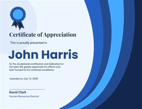 Free Blue Employee Appreciation Certificate Template To Edit Online