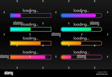 Loading Bar Set On Dark Backdrop Progress Visualization Color Gradient Lines Loading Status