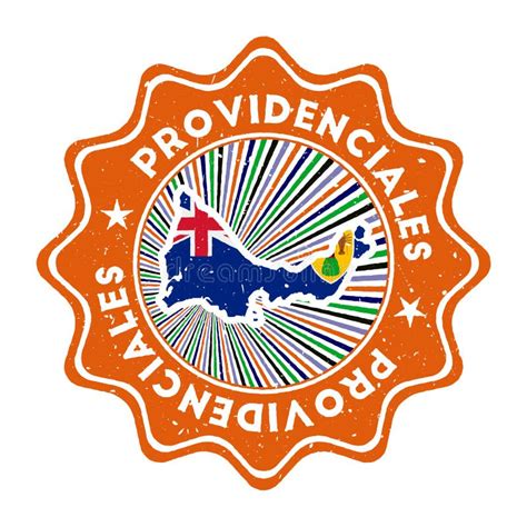Providenciales Round Rubber Stamp With Island Map Stock Vector