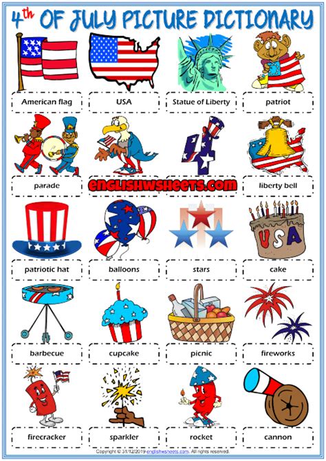 4th Of July Esl Unscramble The Words Worksheet Worksheets Library