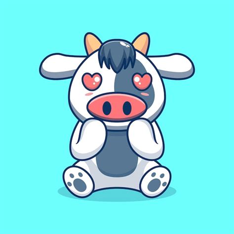 Premium Vector Vector Cow Sitting Shocked Cute Creative Kawaii