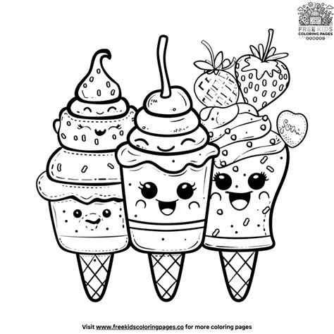 Lovable Kawaii Cute Ice Cream Coloring Pages