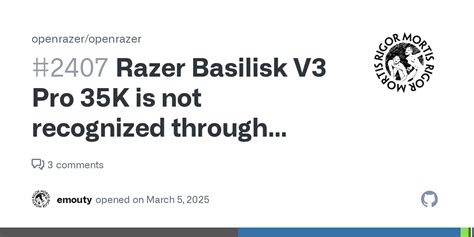 Razer Basilisk V3 Pro 35k Is Not Recognized Through Bluetooth · Issue