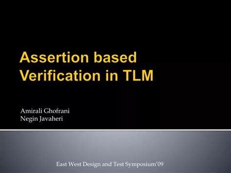Ppt Assertion Based Verification In Tlm Powerpoint Presentation Free