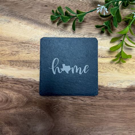 Custom Hexagon Slate Coasters Laser Engraved Natural Stone