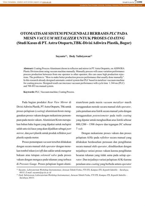 PDF OTOMATISASI SISTEM PENGENDALI BERBASIS PLC PADA DOKUMEN TIPS