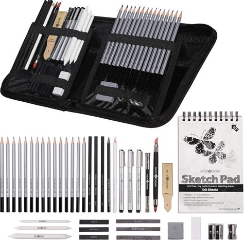 Amazon Piece Pencil Drawing Set With Case And Sketch Book