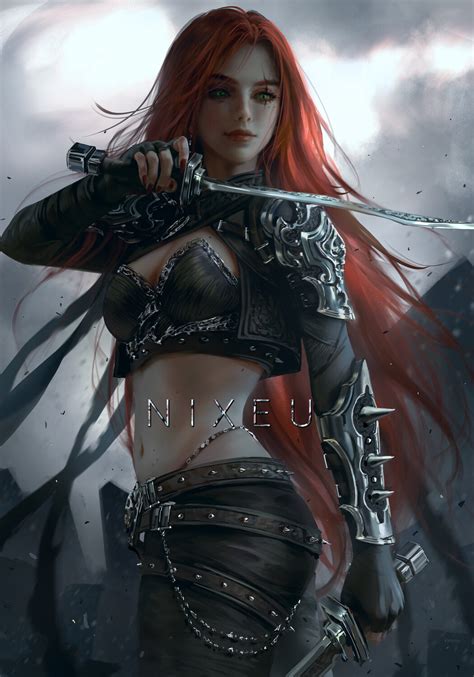 Nixeu Fantasy Girl Redhead Video Game Characters Artwork Katarina