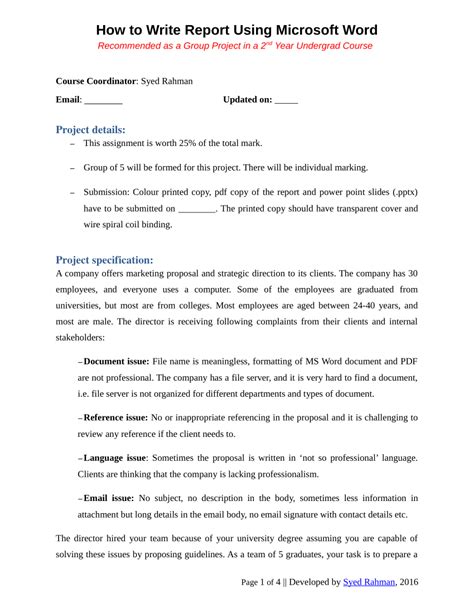 PDF How To Write A Report Assignment Template