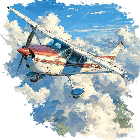 Cessna 172 Airplane Clipart Illustration Blue Plane Vector Art White