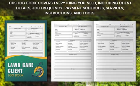 Lawn Care Client Log Book Complete Yard Service Journal For Landscape