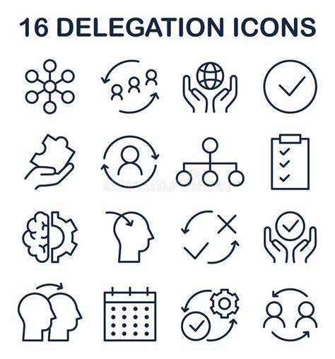 Delegation Icon Set Task Assignment And Control Stock Vector