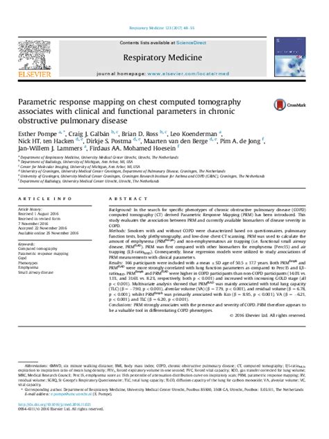 Pdf Parametric Response Mapping On Chest Computed Tomography