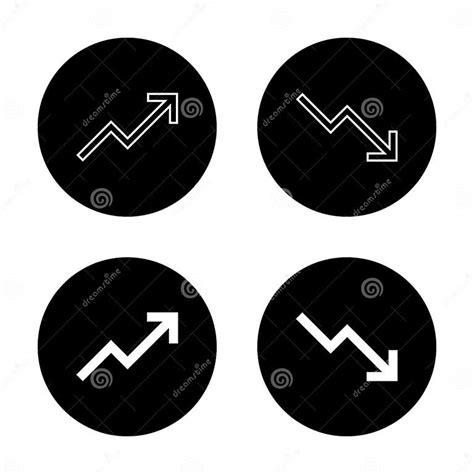 Growth And Loss Icon On Black Circle Increase And Decrease Sign Symbol Zigzag Arrows Concept