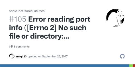 Error Reading Port Info Errno 2 No Such File Or Directory Usr