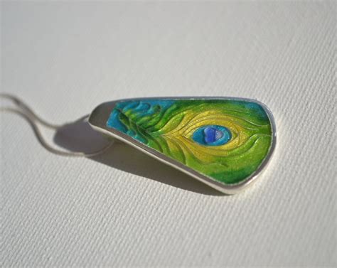 Peacock Pendant Cloisonné Enamel Pendant Fine Silver Etsy