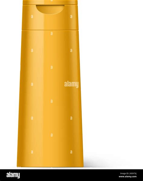 Yellow Plastic Bottle Of Shampoo Packaging Isolated At White Background