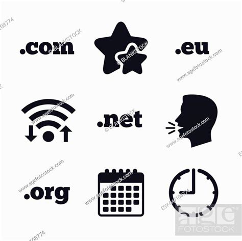 Top Level Internet Domain Icons Com Eu Net And Org Symbols Stock Vector Vector And Low
