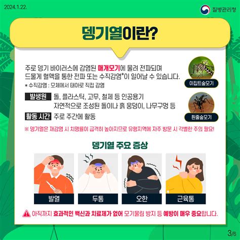 2024 민생정책 100 활용하기 해외여행 후 검역소에서 뎅기열 무료 검사 받으세요 카드뉴스 홍보자료 알림