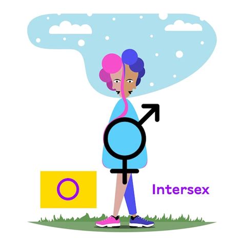 Intersex Mit Intersex Pride Flagge Zeichen Männliches Und Weibliches
