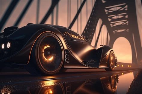 Premium Photo Abstraction Of A Car At Sunset With Palm Trees By The