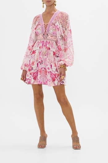 Camilla Lace Up Front Short Dress Botanical Novella Nordstrom