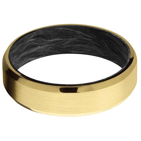 10k Yellow Gold Satin Polish Finish Forged Carbon Fiber