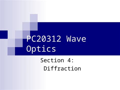 Ppt Pc20312 Wave Optics Section 4 Diffraction Huygens Fresnel