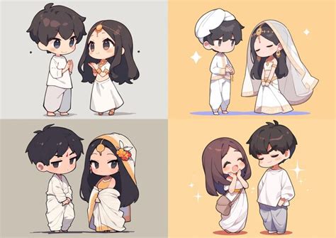 Premium Vector Chibi Couple Visit India
