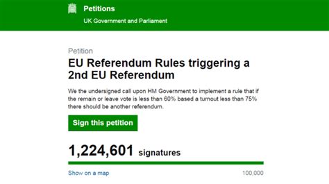 More Than 1 Million Sign Petition To Rerun Eu Referendum