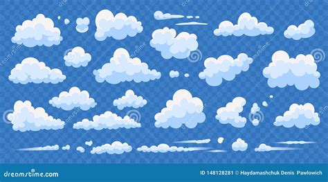 Ajuste Das Nuvens Dos Desenhos Animados Isoladas No Fundo Transparente