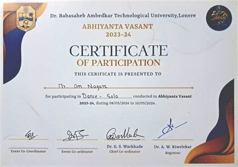 Om Nagare On Linkedin My New Certification Of Participation In Dance