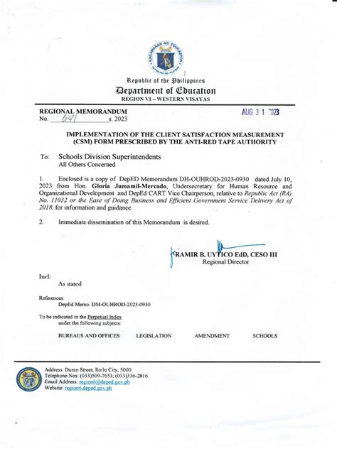 Rm No 641 S 2023 Implementation Of The Client Satisfaction