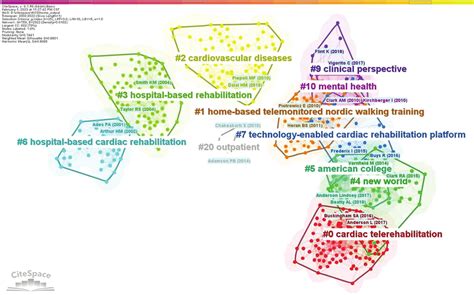citespace visualization results of cited authors and subject clustering